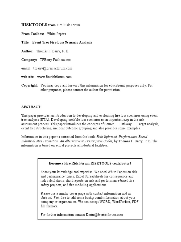 Event Tree Fire Loss Scenario Analysis | PDF | Risk | Safety