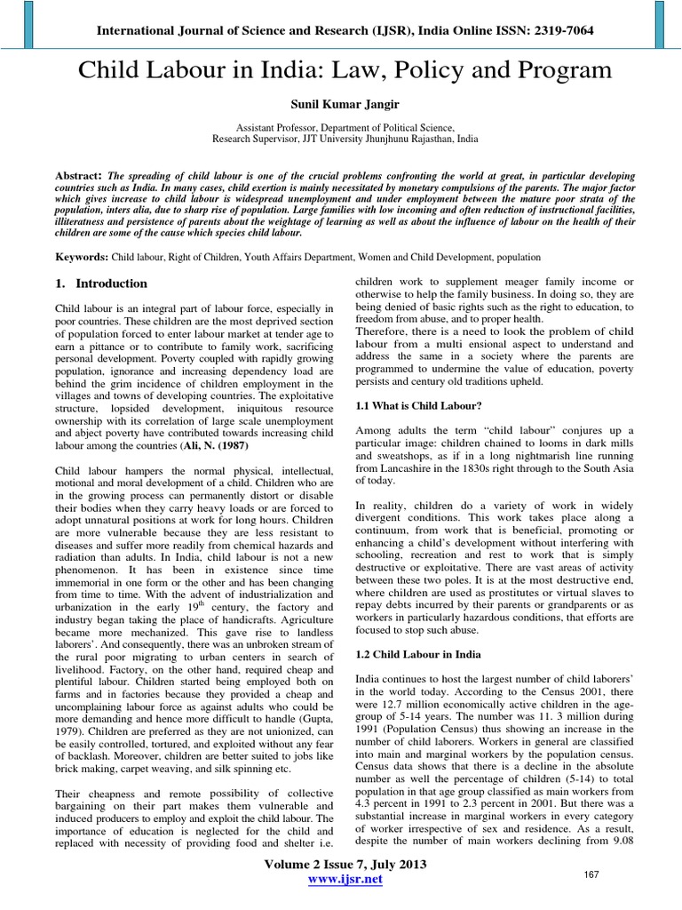 Child Labour in India: Law, Policy and Program | PDF | Child Labour ...