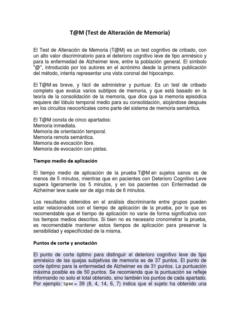 Tam | PDF | Enfermedad de Alzheimer | Memoria