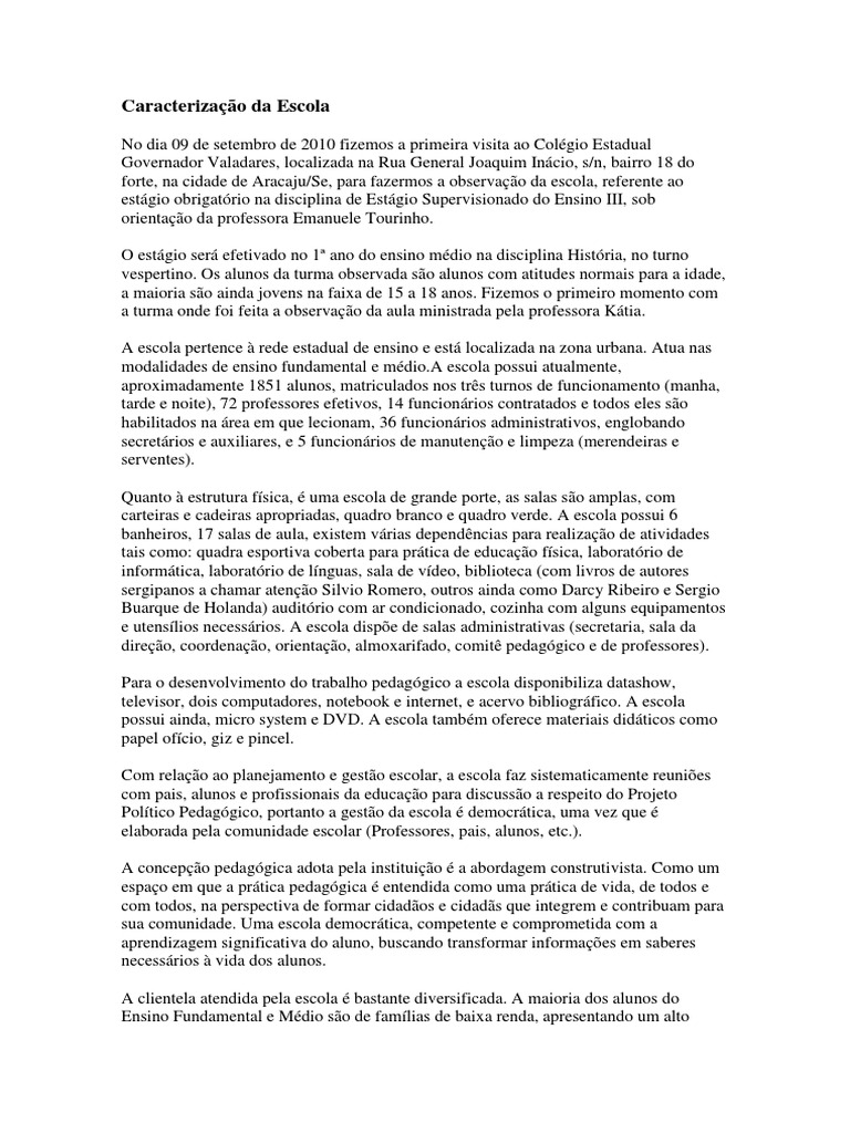 Caracterização Da Escola MODELO | PDF | Escolas | Pedagogia Caracterização Da Escola MODELO | PDF | Escolas | Pedagogia