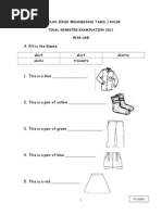 English Year 1 Paper 1 | PDF