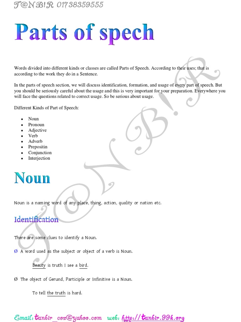 English Lecture Sheets | Part Of Speech | Verb