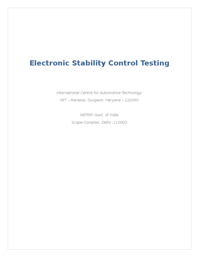 Electronic Stability Control Testing | PDF | Traffic Collision | Risk