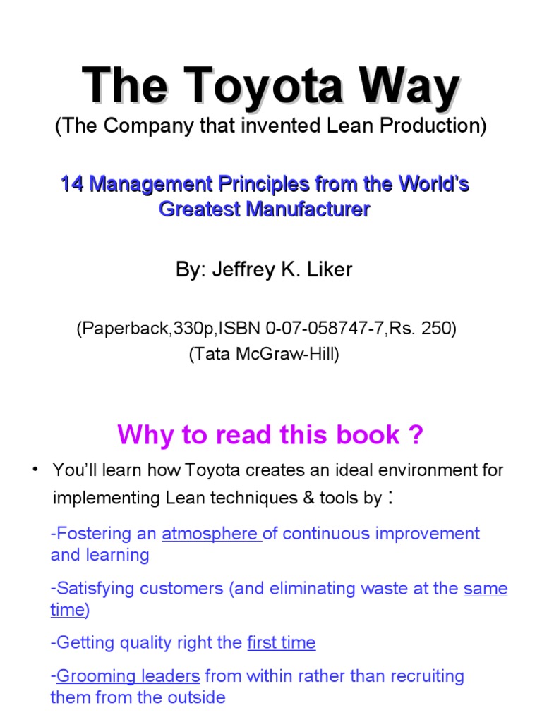 The Toyota Way 1 | PDF | Lean Manufacturing | Business Process Management
