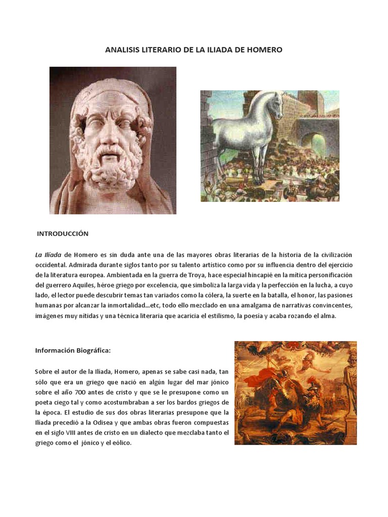 Analisis Literario de La Iliada de Homero | PDF | Aquiles | Héctor