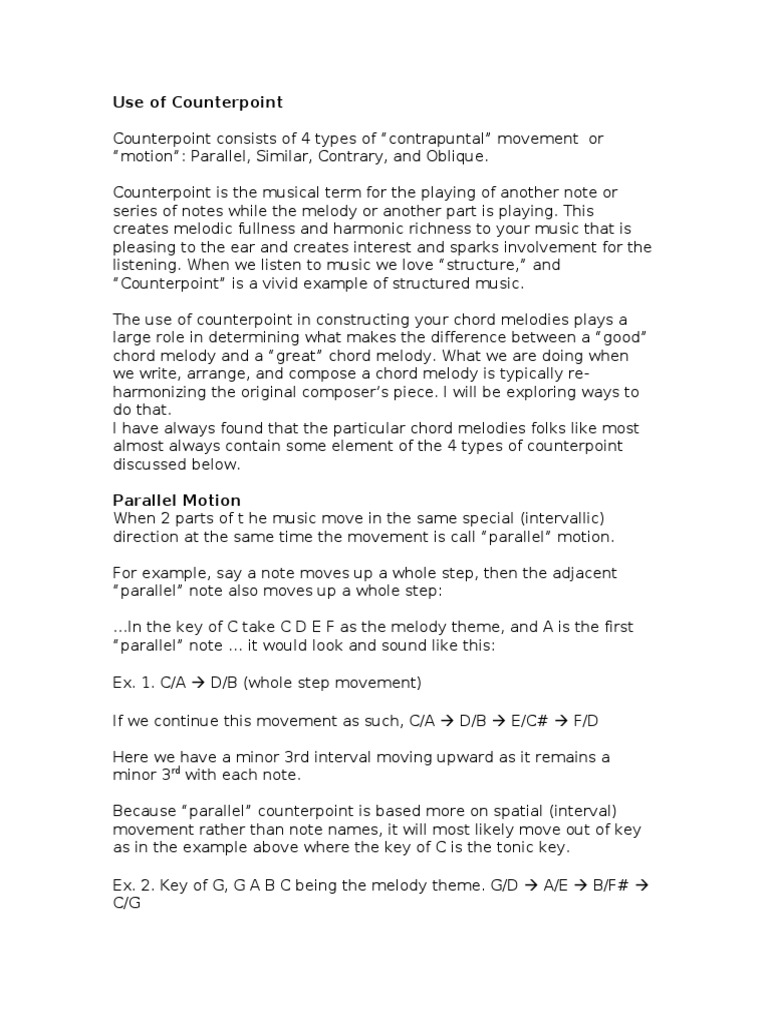 Use of Counterpoint | PDF | Chord (Music) | Harmony