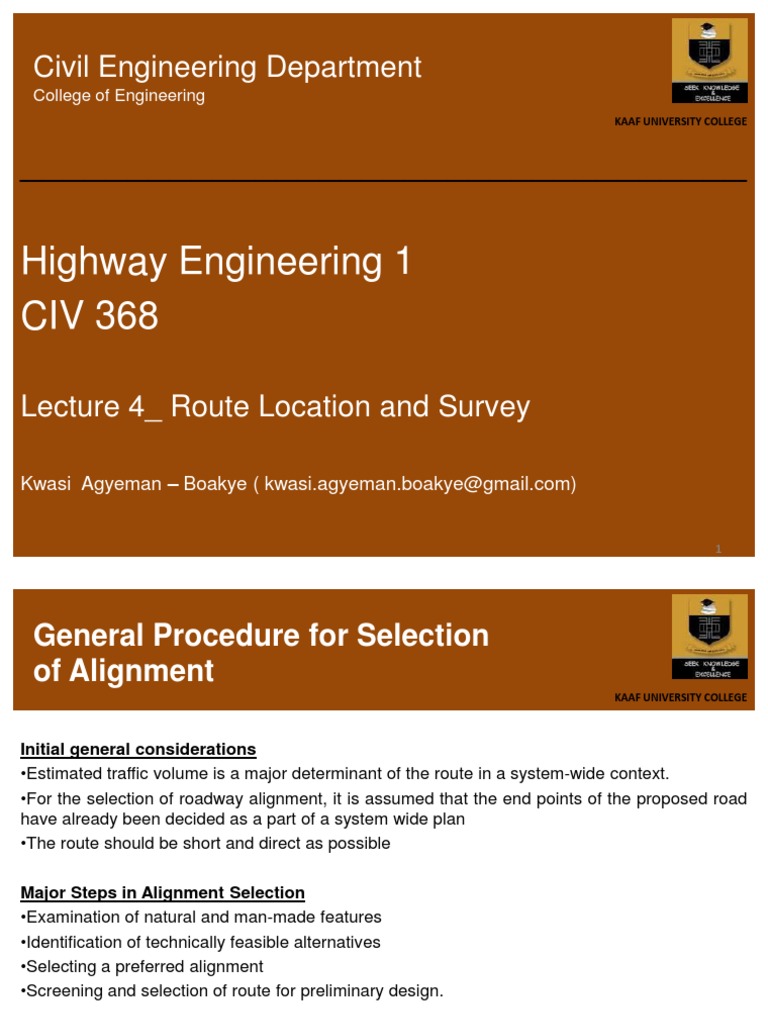 Route Location Survey in Highway Engineering | PDF | Road | Topography