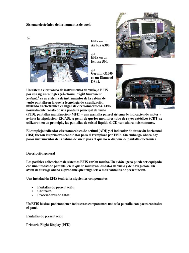 Sistema Electrónico de Instrumentos de Vuelo | PDF | Aviación | Aeronave
