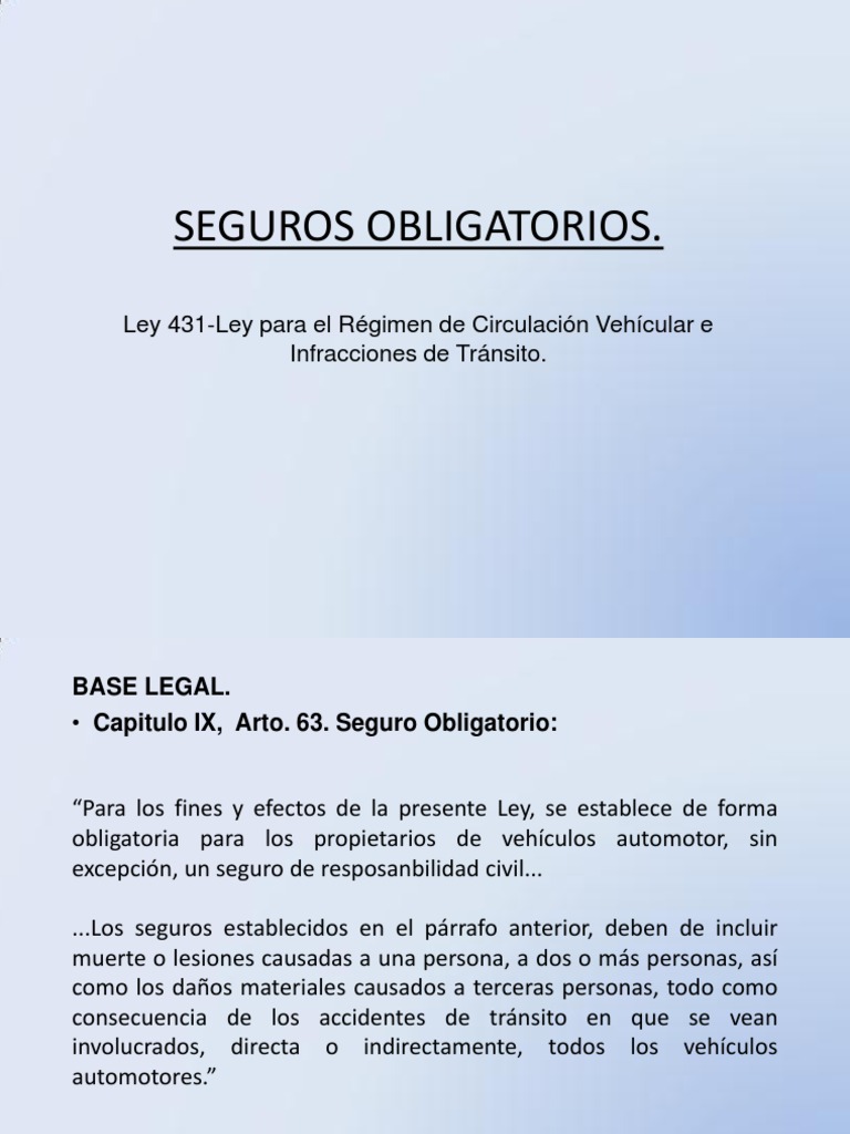 Seguros Obligatorios | PDF | Póliza de seguros | Seguro