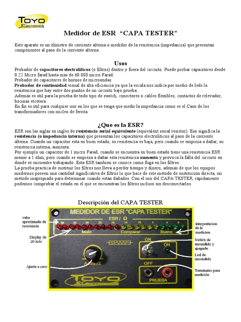 Capa Tester Probador de ESR Capacitores Electroliticos | PDF ...