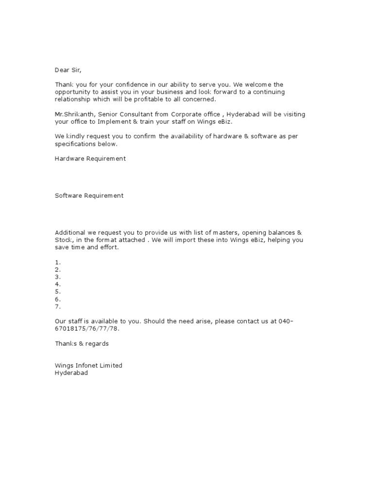 Welcome Letter To Customer | PDF