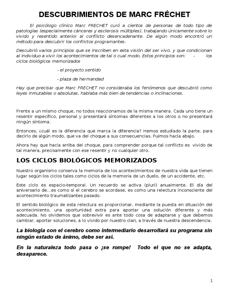 Descubirmiento de Los Ciclos Biologicos Marc Frechet | PDF | Mente ...