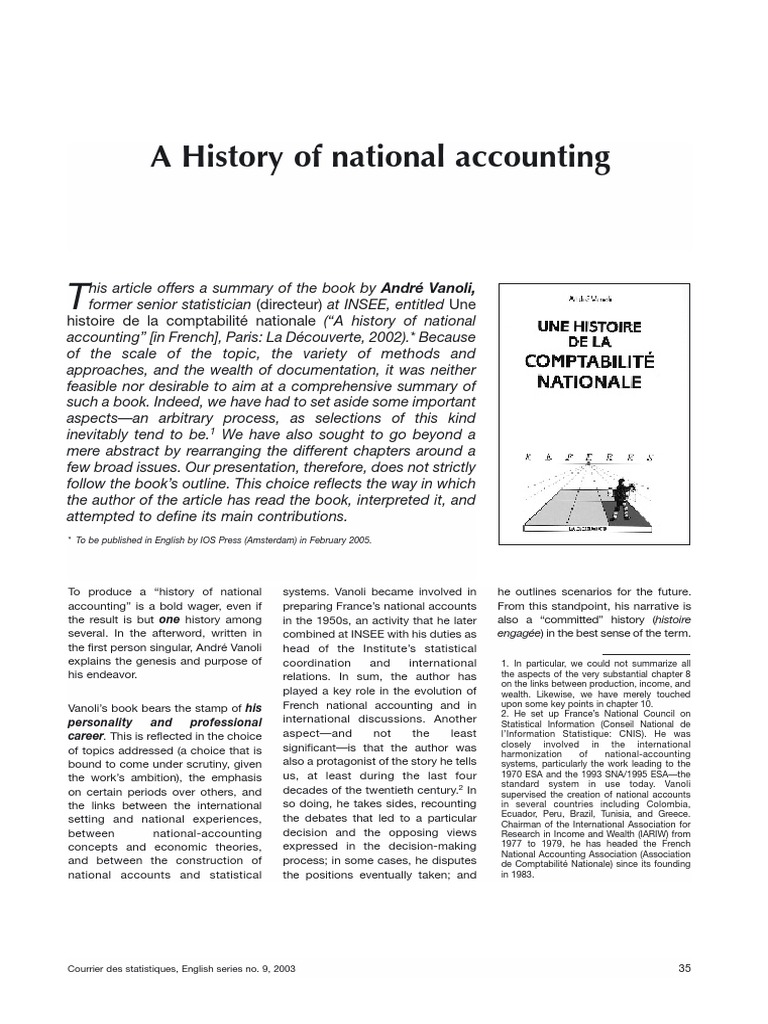 A History of National Accounting | PDF | National Accounts | Measures ...