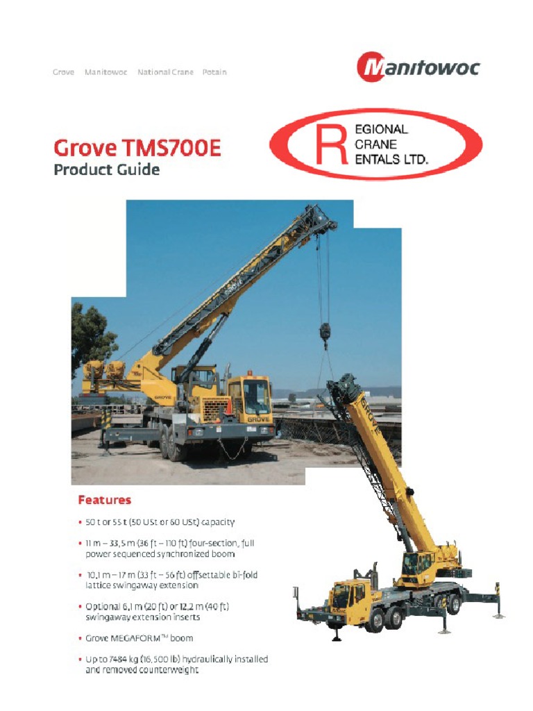 Grove TMS700E Load Chart Overview | PDF | Crane (Machine) | Suspension ...