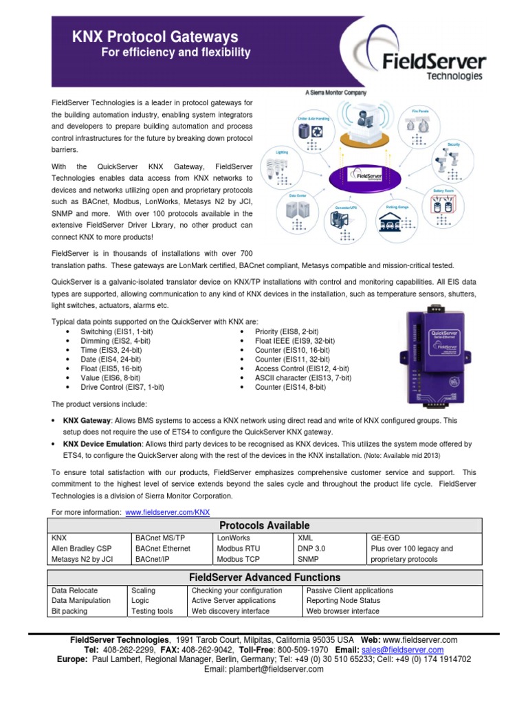 KNX Gateway Fieldserver | PDF | Building Automation | Gateway ...