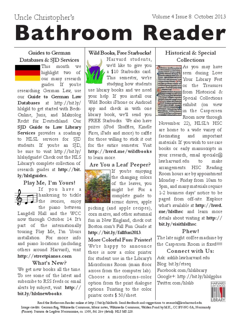Bathroom Reader 4.08: October 2013 | PDF | Libraries | Media Technology