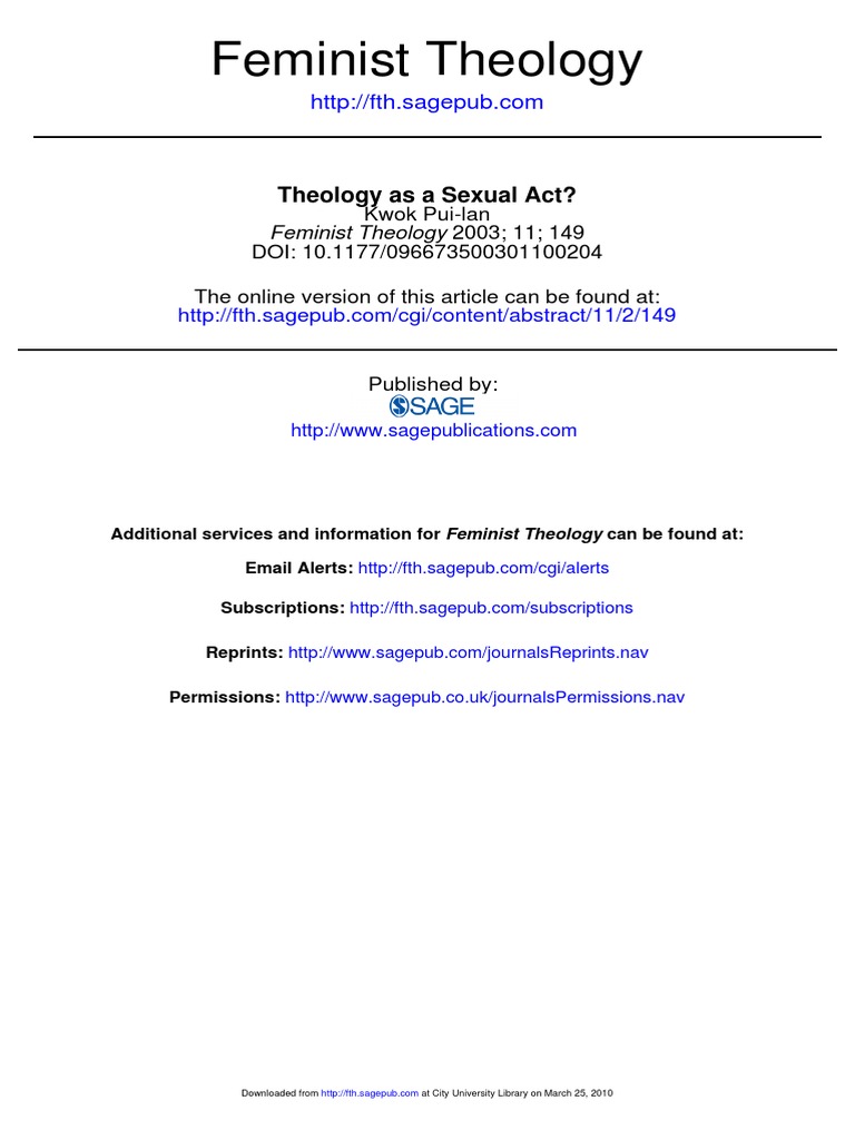 Theology As Sexual Act Puman Kwok Pdf Queer Theory Lgbtqia