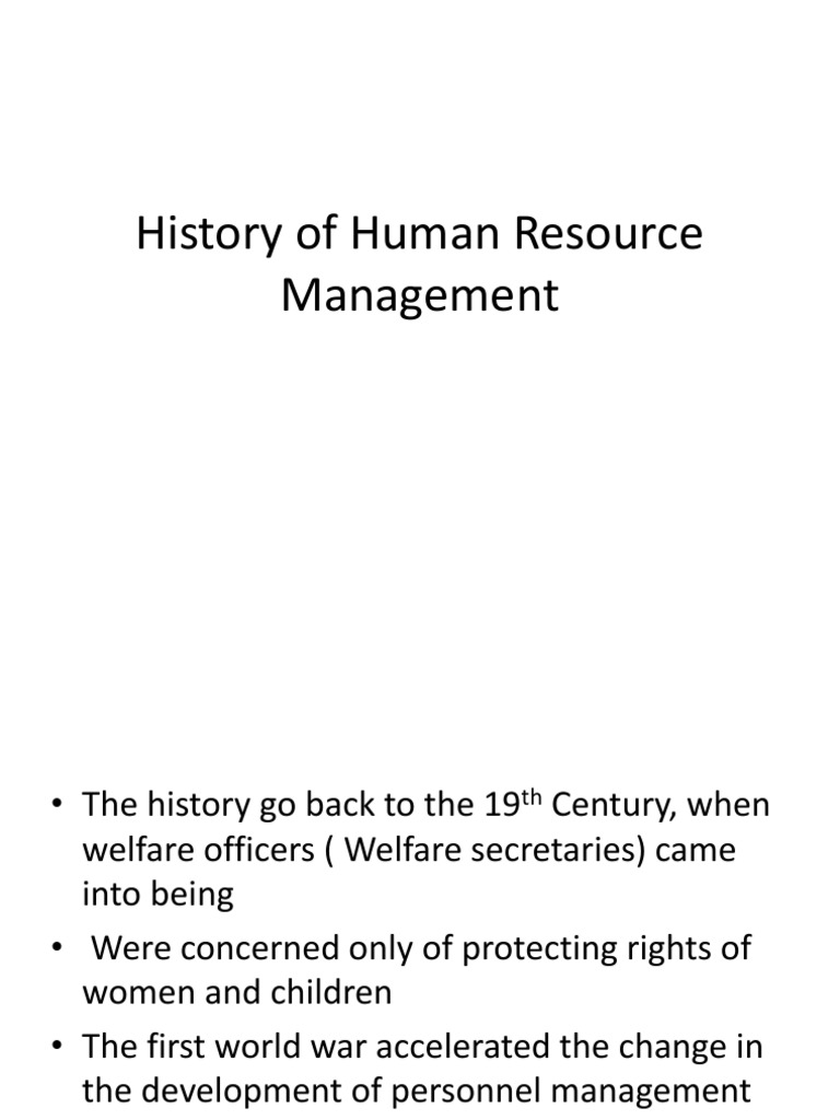 History of Human Resource Management | PDF | Human Resource Management ...