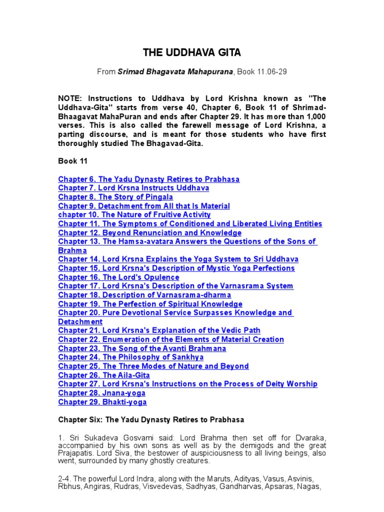 Uddhava Gita From Srimad Bhagavatam Canto 11 | PDF | Bhagavad Gita ...