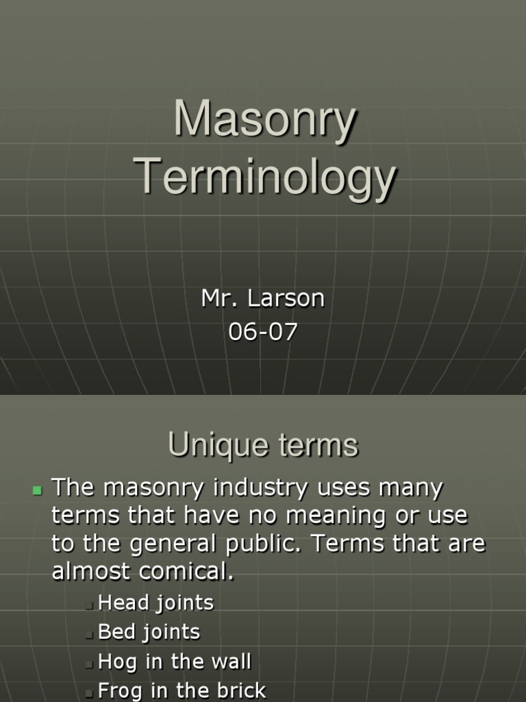 Masonry Terminology | PDF | Masonry | Brick