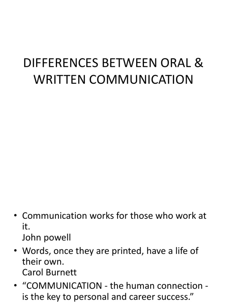 differnces between oral and written communication | Communication ...