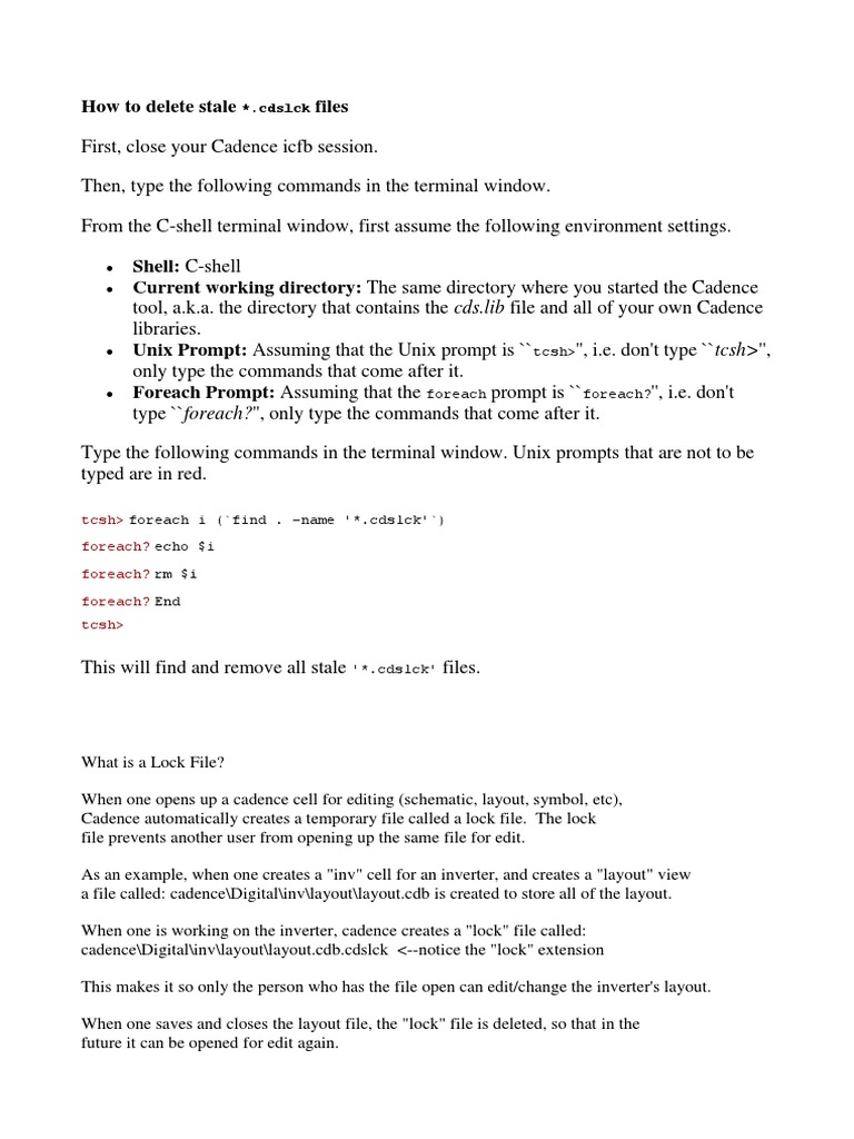 Deleting Stale Cadence Lock Files | PDF | Technology & Engineering