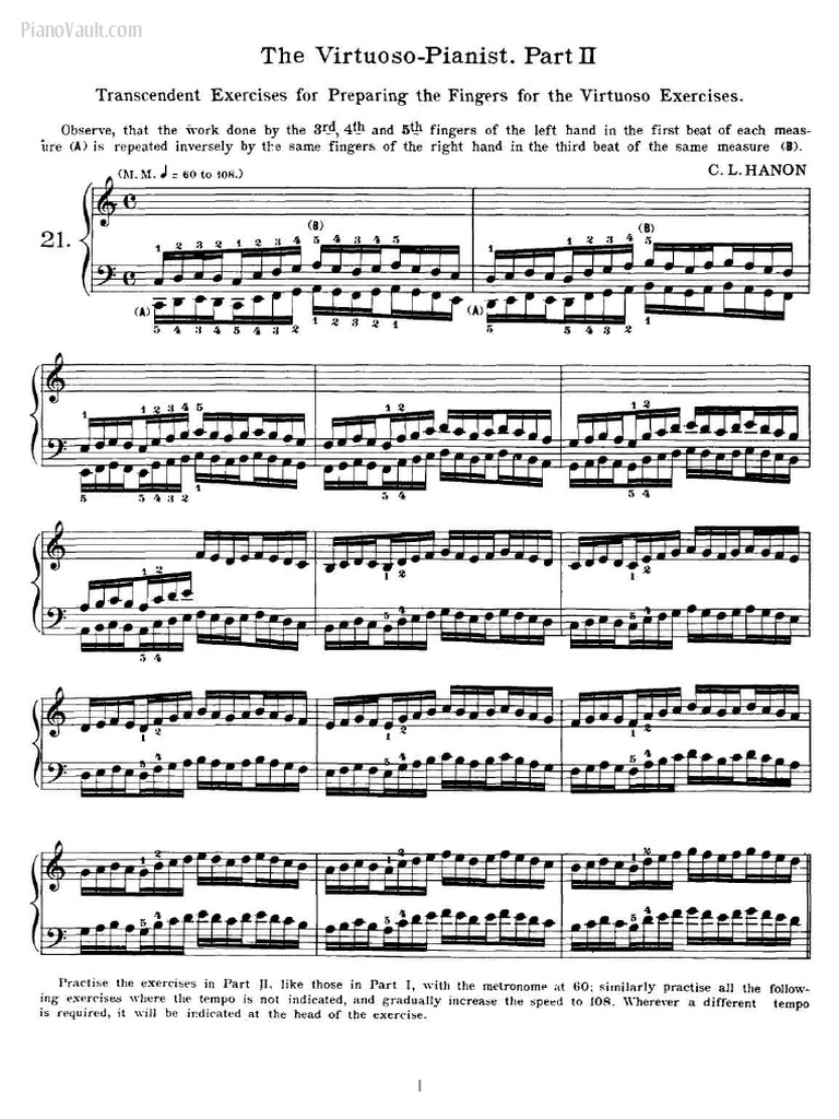 (Ebook - PDF) (Musica) (Piano) Charles-Louis Hanon - Virtuoso Pianist in 60 Exercises, Part II ...