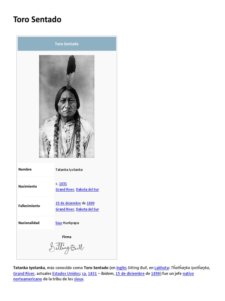 Biografía de Toro Sentado | PDF | Guerras Sioux | Guerras indias del ...