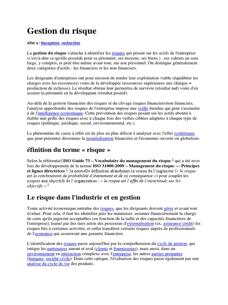Gestion Du Risque | PDF | Risque | Gestion des risques