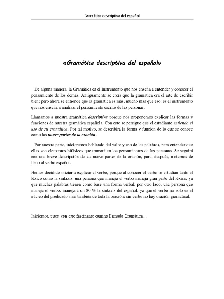 Gramática Descriptiva Del Español | Descargar gratis PDF | Oración ...