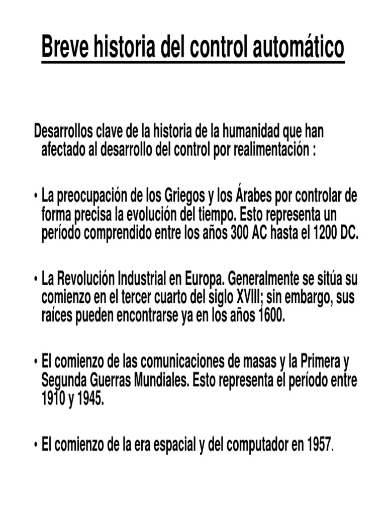 Breve historia del control automático