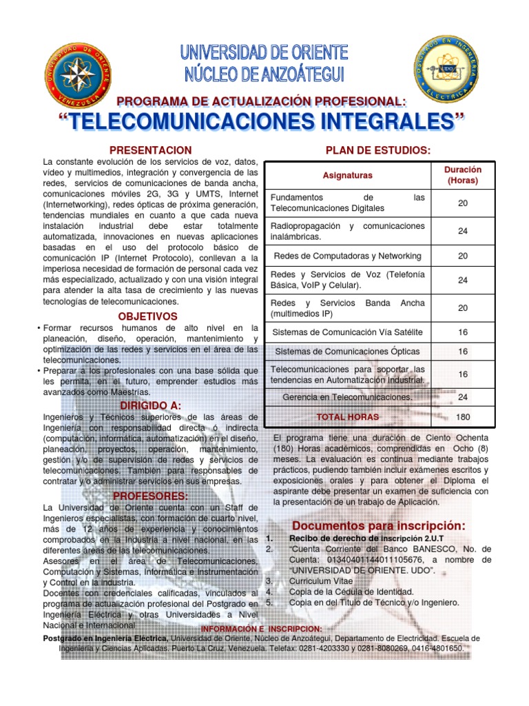 Diplomado Telecomunicaciones | PDF | Telefonía móvil | Red de computadoras