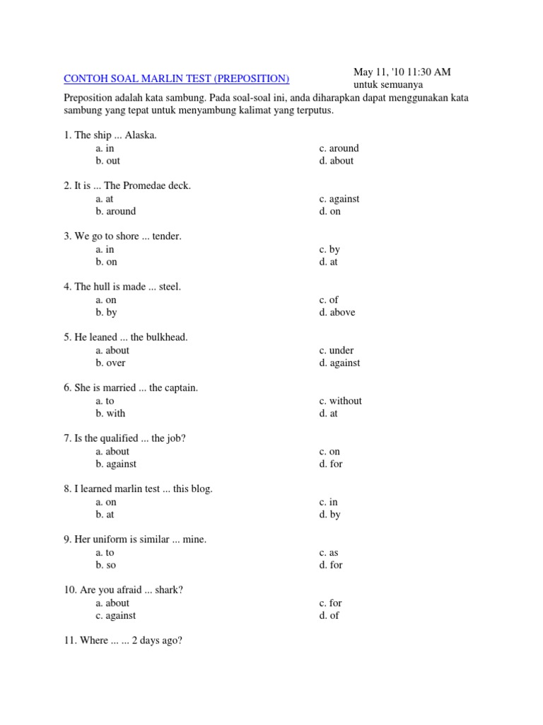 Contoh Soal Marlin Test dan Jawaban | PDF | Home & Garden