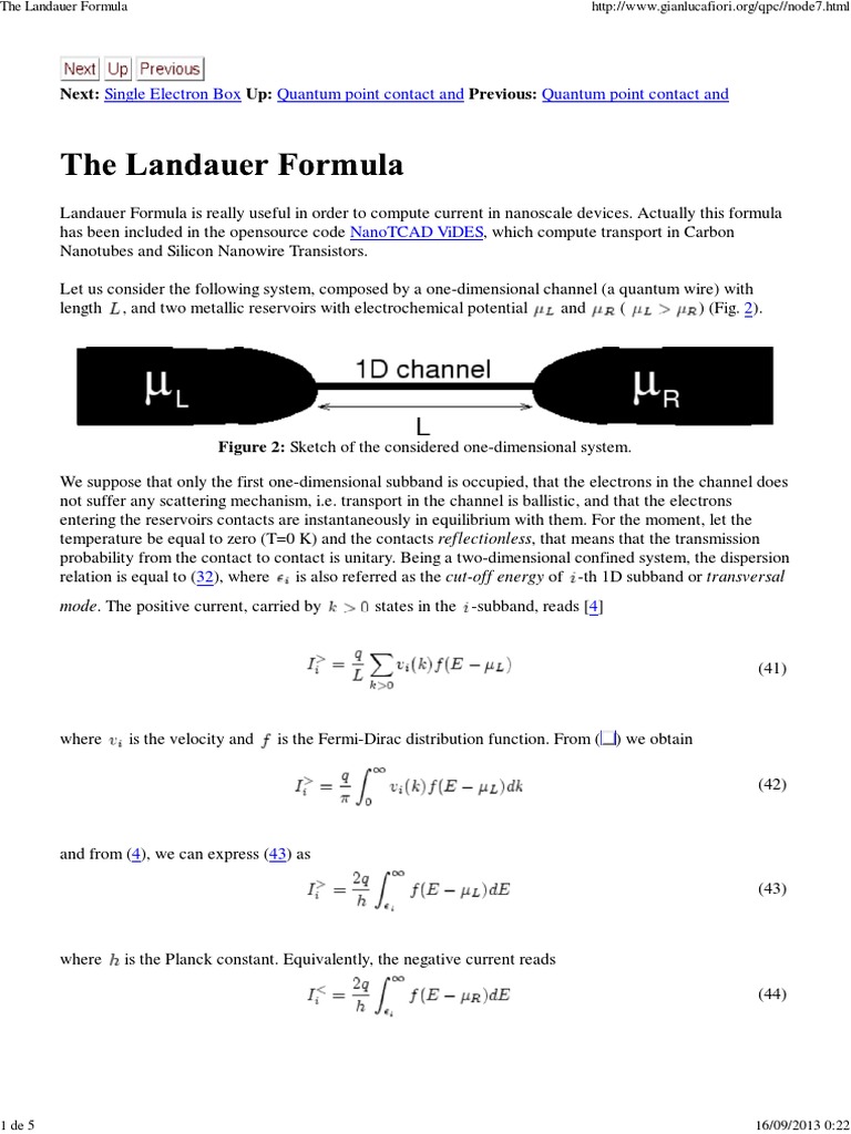 The Landauer Formula | PDF | Electrical Resistance And Conductance ...