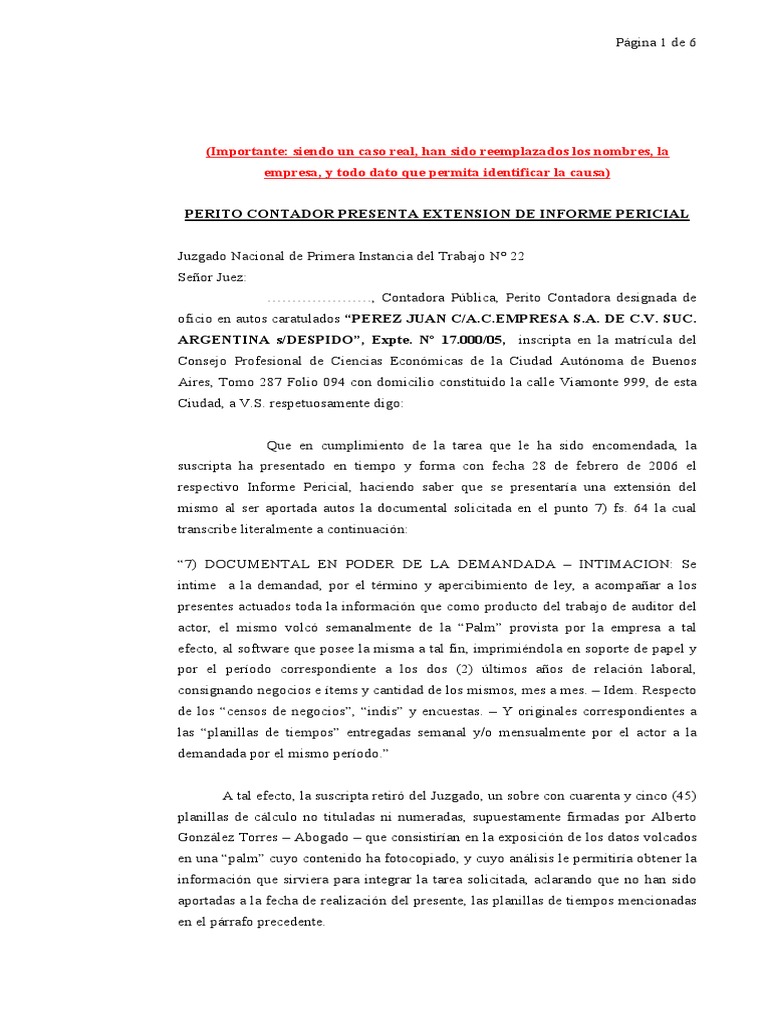 Extension de Informe Pericial | PDF