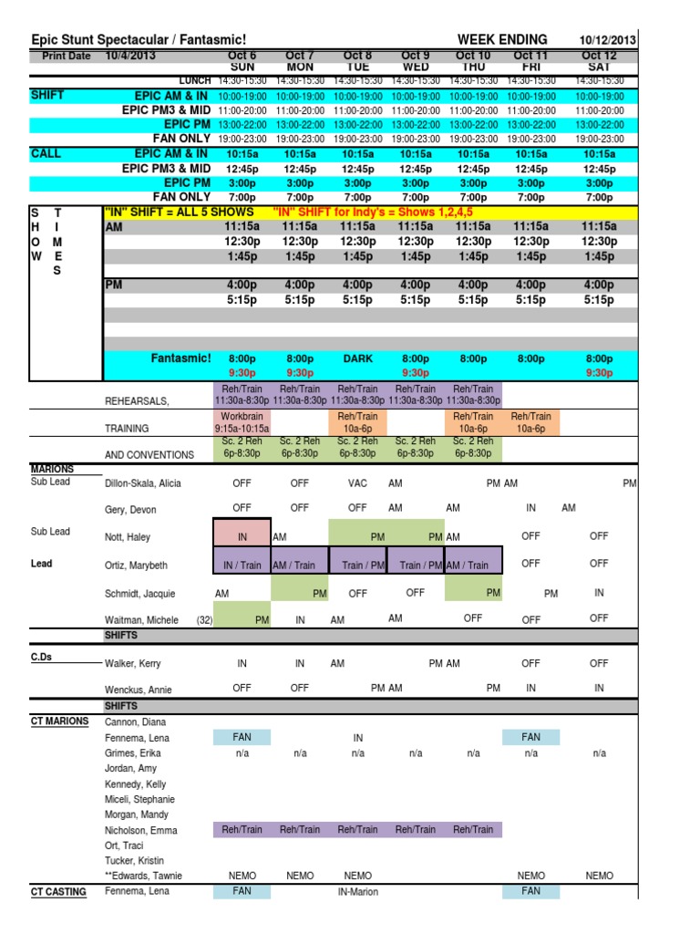 Epic Schedules | PDF | Leisure