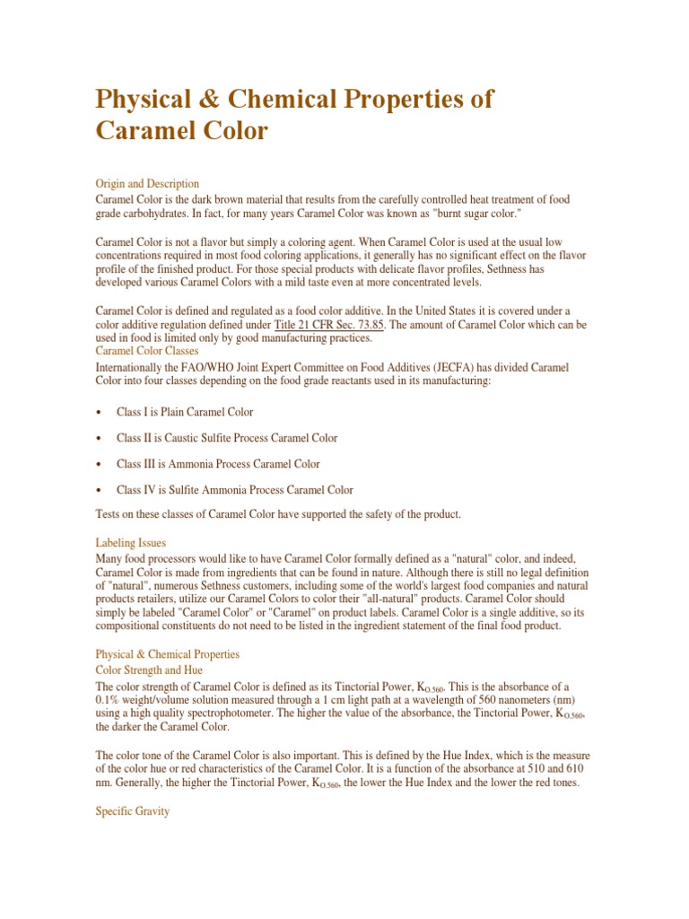 An In-Depth Analysis of the Physical and Chemical Properties of Caramel ...