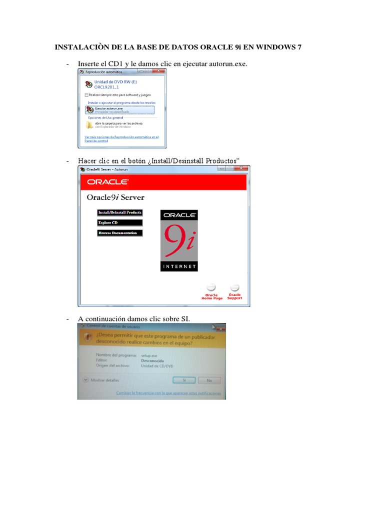 Instalación Oracle 9i | PDF | Point and Click | Windows 7