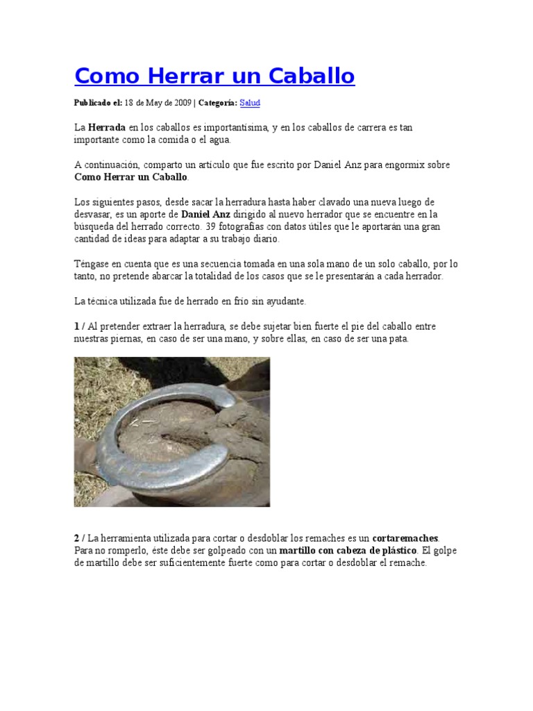 Guía Práctica para Herrar Caballos | PDF | Caballos | Herramientas
