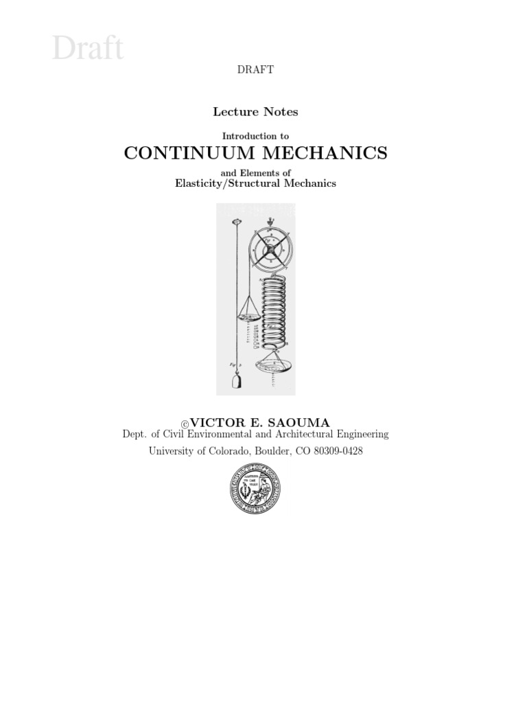Continuum Continuum Mechanics and Elements of Elasticity Structural ...