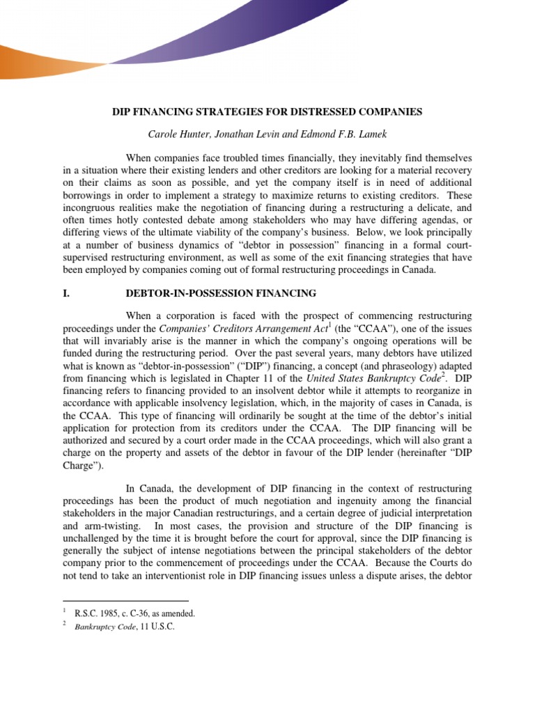 DIP Financing Strategies For Distressed Companies | PDF | Bankruptcy ...