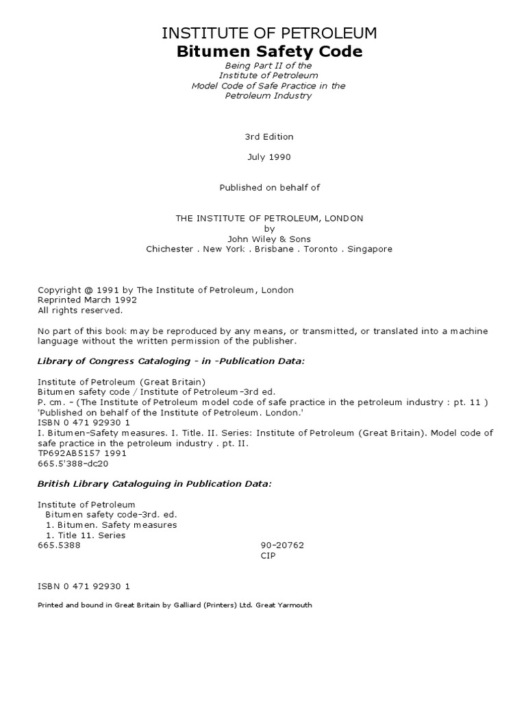 Bitumen Safety Code | PDF | Asphalt | Polycyclic Aromatic Hydrocarbon