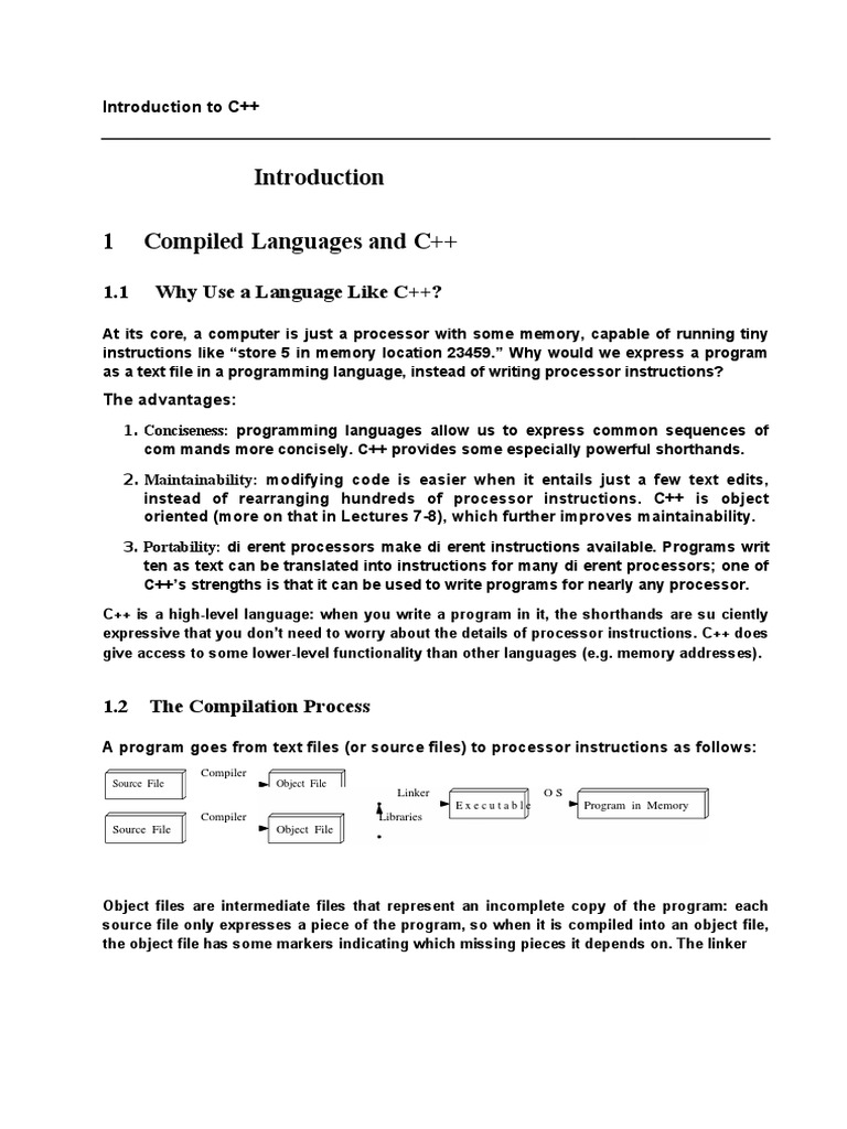 1 Compiled Languages and C++: 1.1 Why Use A Language Like C++? | PDF ...