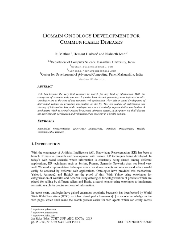 Domain Ontology Development For Communicable Diseases | PDF | Ontology (Information Science ...