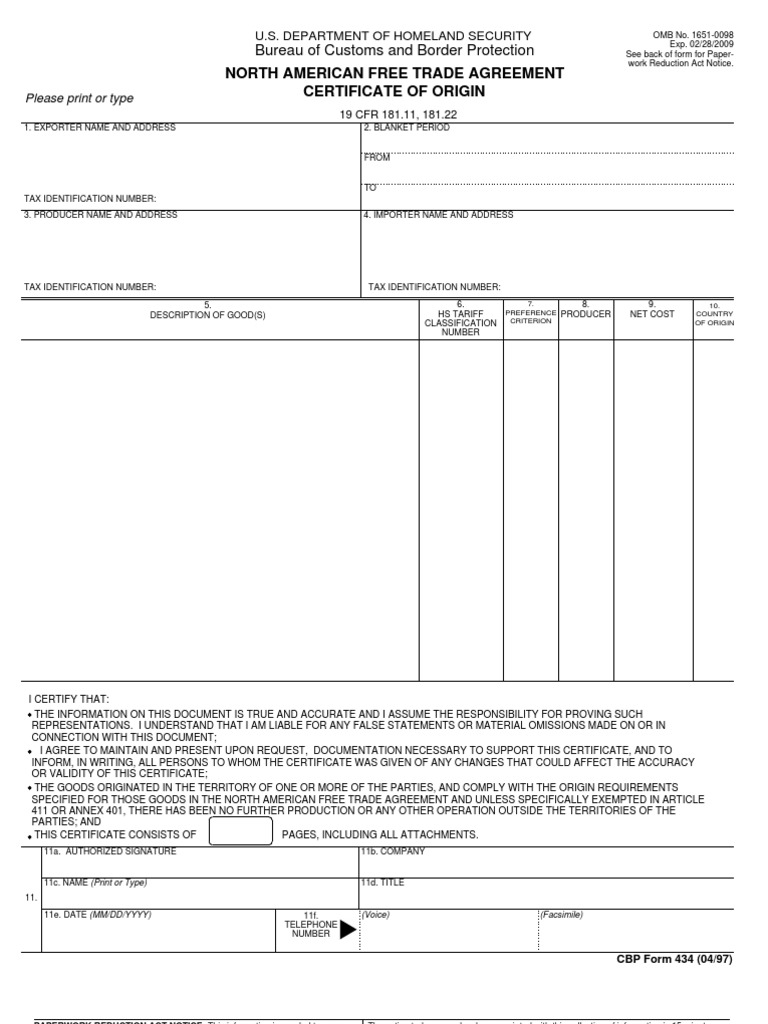 NAFTA Certificate of Origin Guide | PDF | Identity Document | Economies