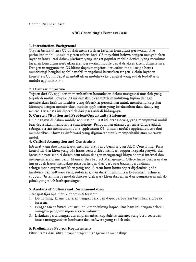 Contoh Business Case | PDF