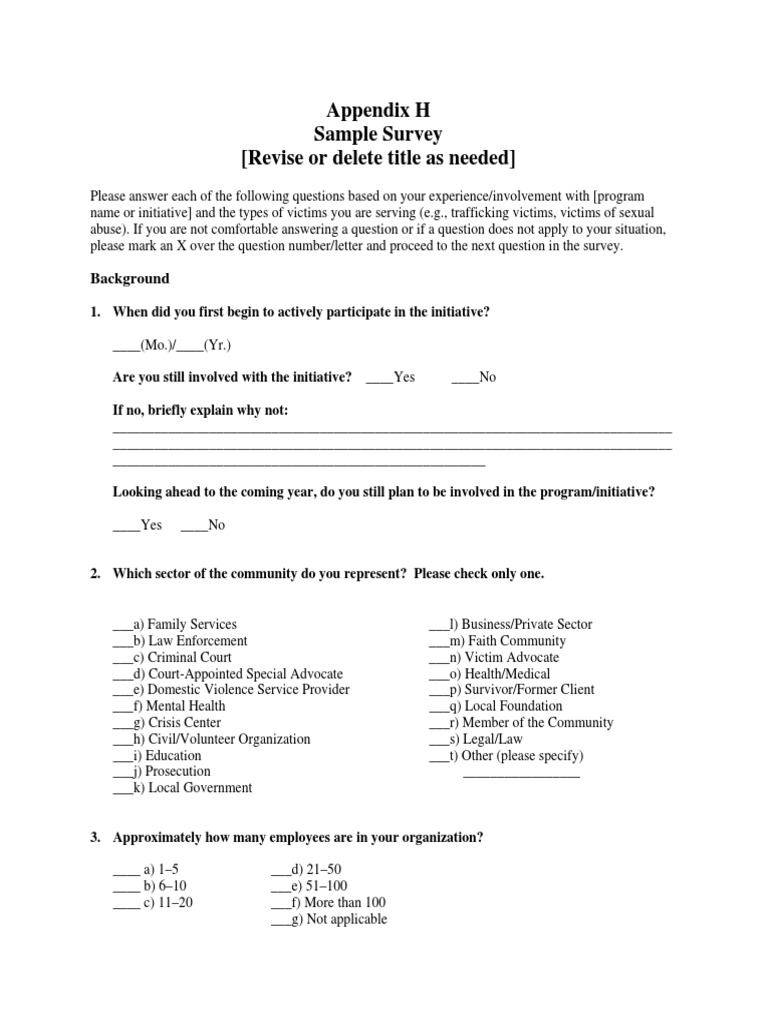 Victim Services Initiative Survey Guide | PDF | Social Science