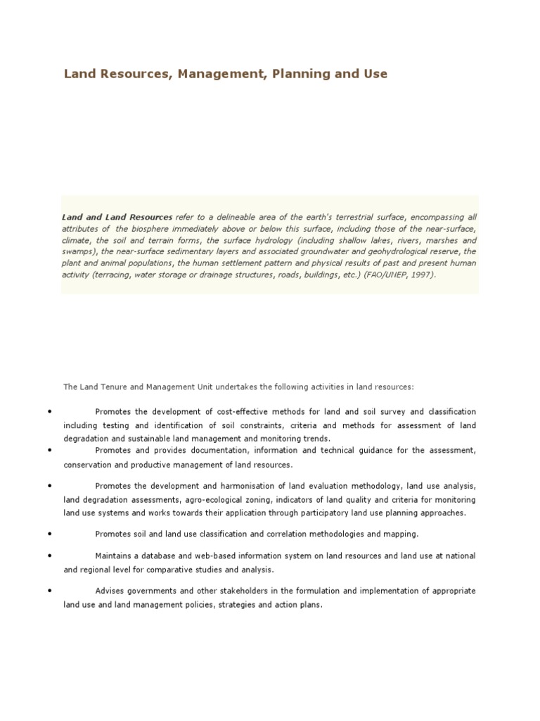 Land Resources, Management, Planning and Use | PDF | Sustainability ...