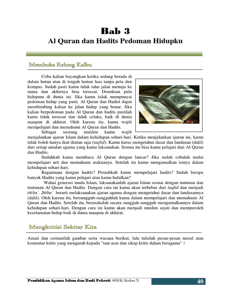 Bab 3 Quran Hadis Pedoman Hidup - 2 PDF | PDF | Kajian Bahasa Asing