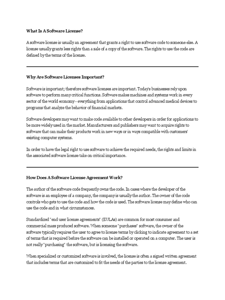 What Is A Software License | PDF | Software | Computing